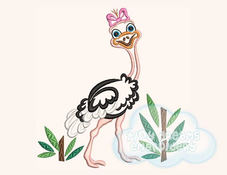 Cute baby emu embroidery design - Tiny Dreams Embroidery