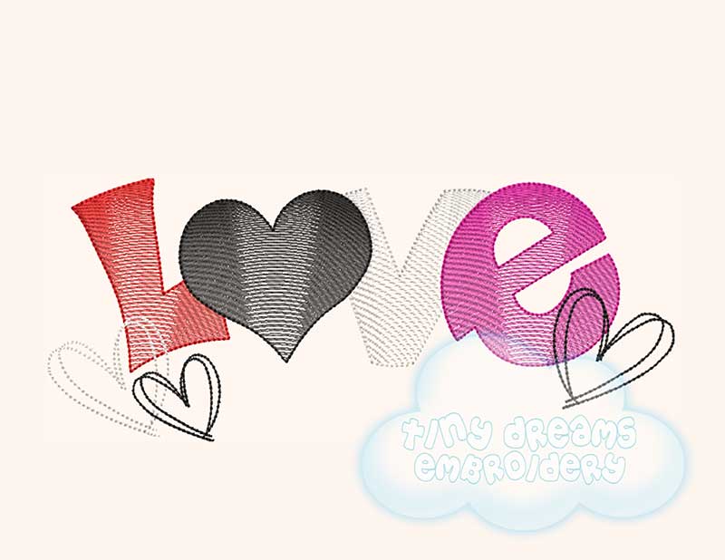 Love lettering embroidery design - Tiny Dreams Embroidery