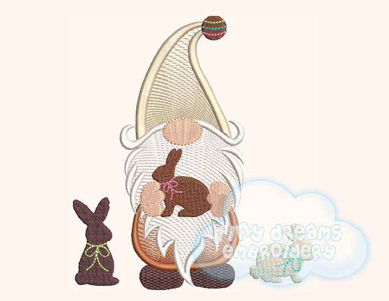 Dark milk and white chocolate Easter gnome with chocolate bunny ...