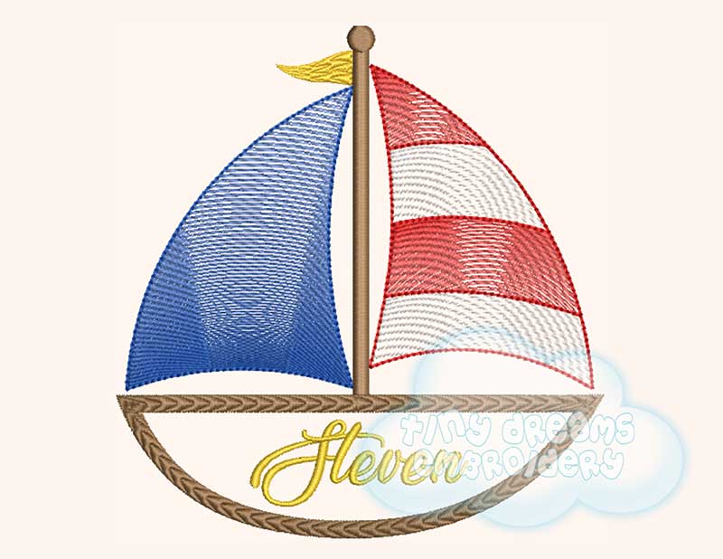 Sailboat monogram/name (name/monogram/font not included) embroidery ...