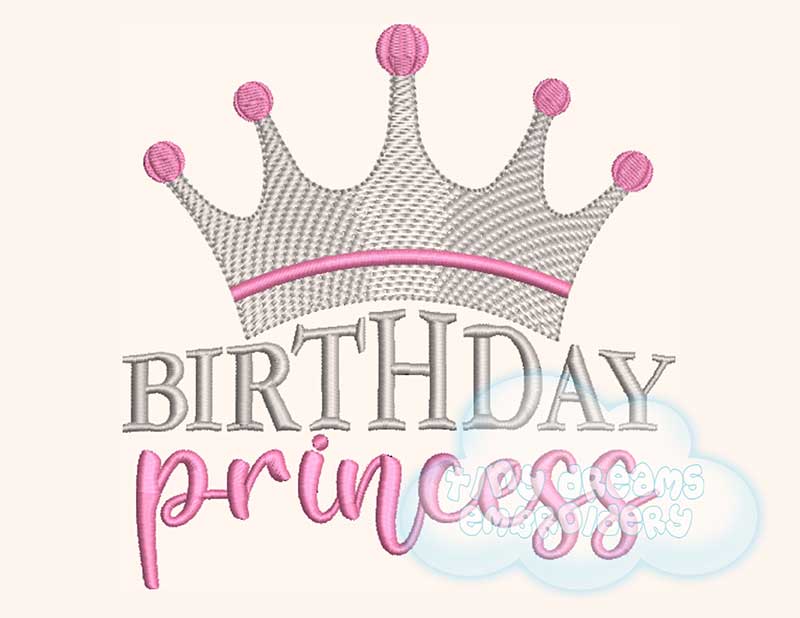 Birthday princess crown embroidery design - Tiny Dreams Embroidery