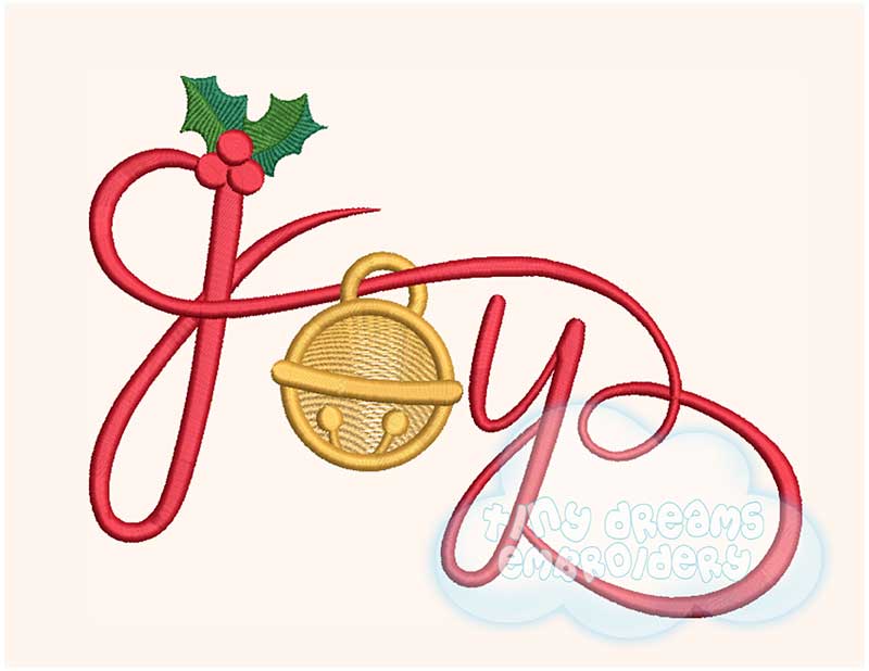 Christmas Joy lettering embroidery design - Tiny Dreams Embroidery