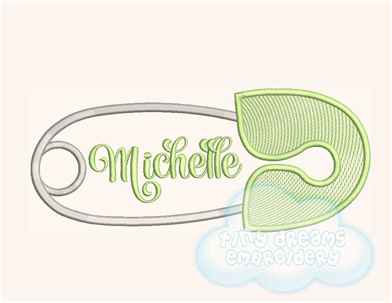 Baby safety pin monogram/name (name/monogram/font not included ...