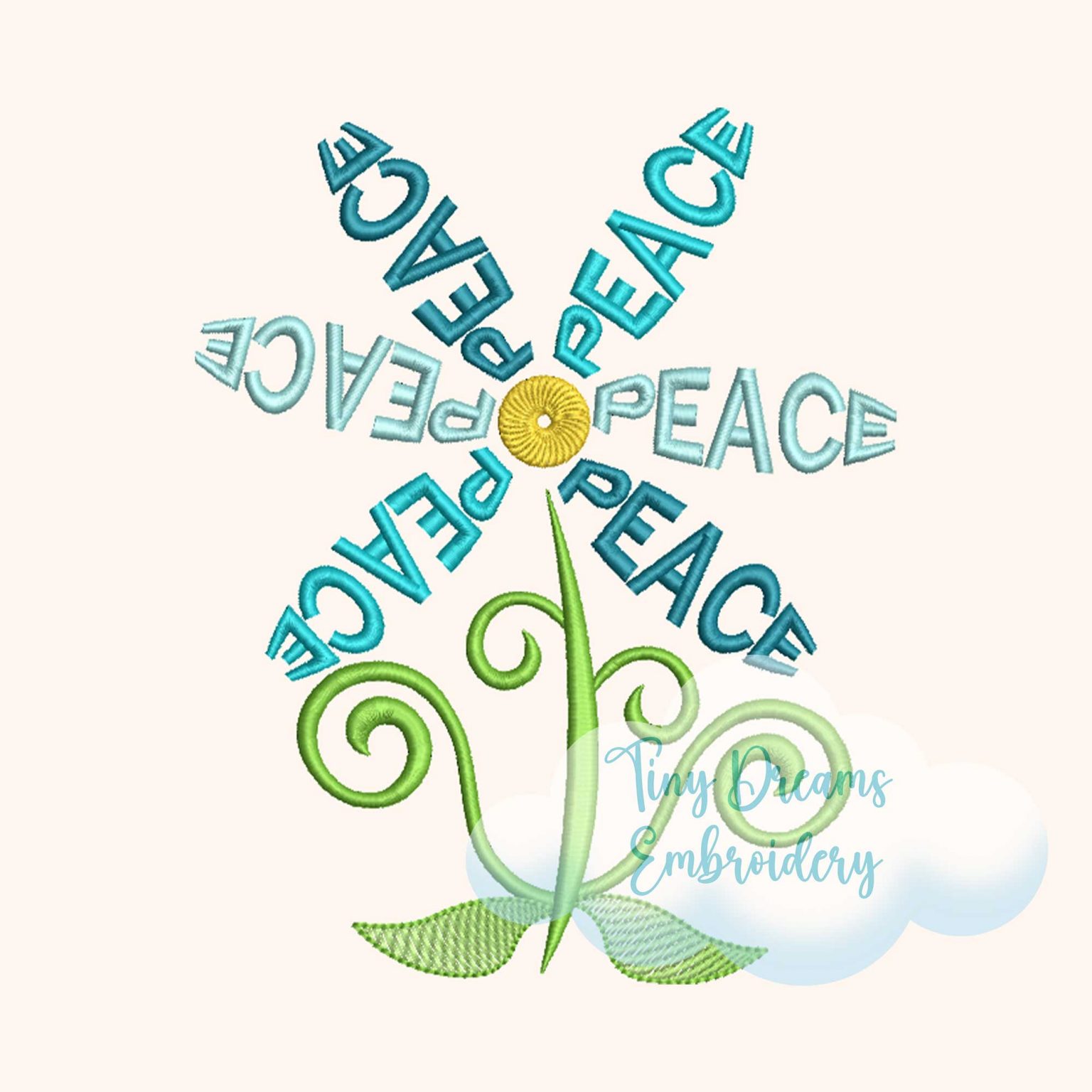 Peace Flower Digital Machine Embroidery Design Floral Embroidery Design ...