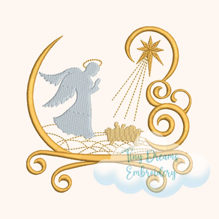 Nativity Chistmas Angel Digital Machine Embroidery Design Angel Star ...