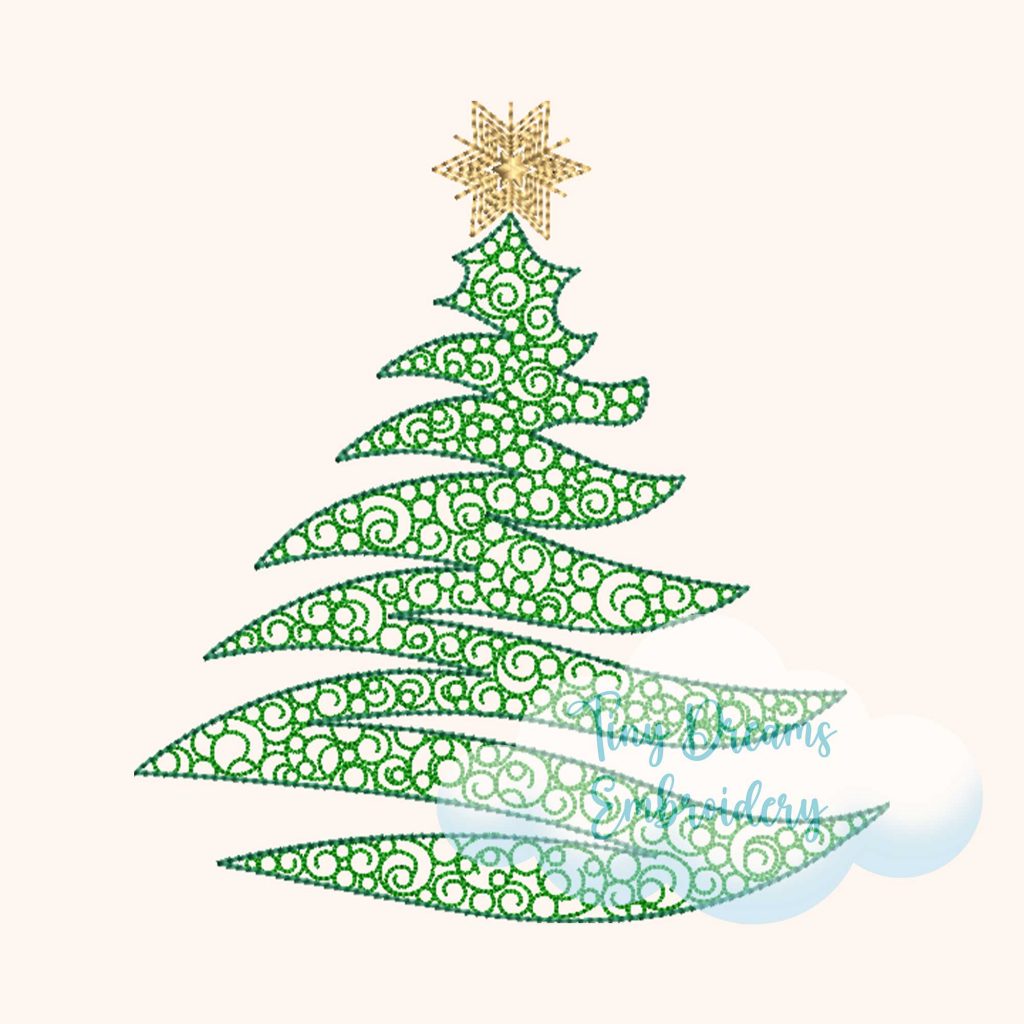 Mandala Christmas Tree Digital Machine Embroidery Design Swirl Tree ...