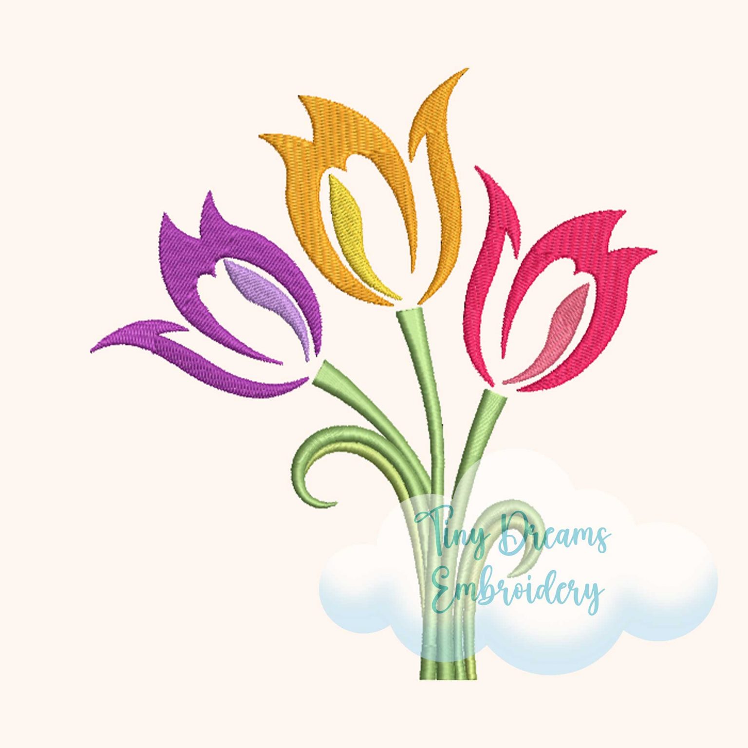 Floral Tulip Digital Machine Embroidery Design Floral Embroidery Design ...