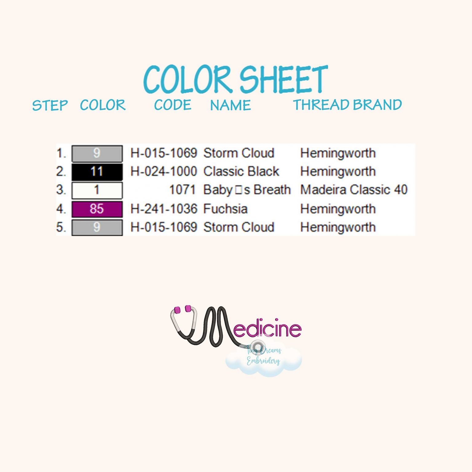 Stethoscope Medicine Digital Machine Embroidery Design Medical ...