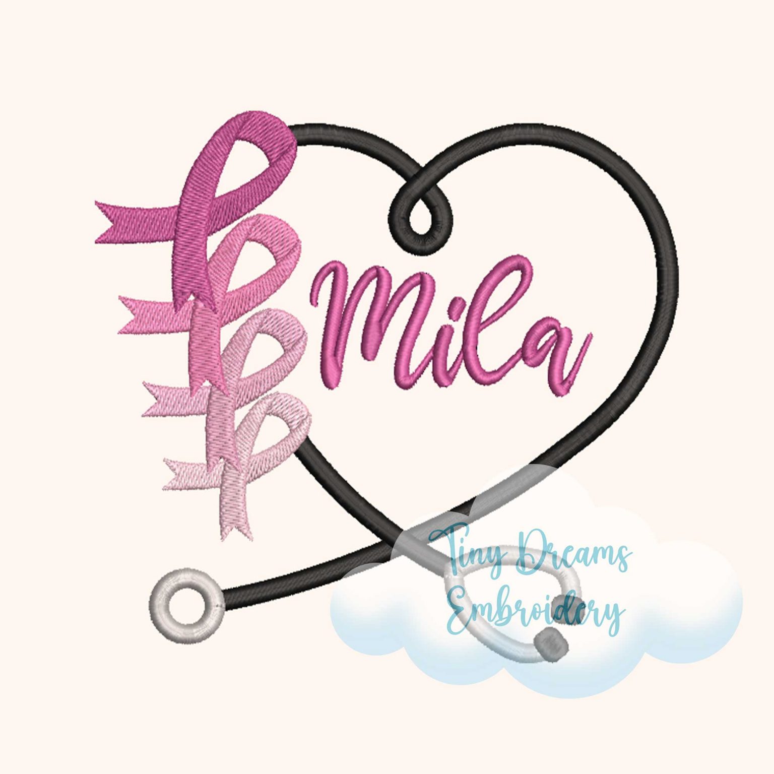 Nurse Awareness Digital Machine Embroidery Design Stethoscope Monogram ...