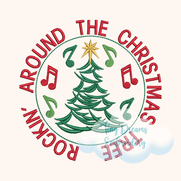 Rockin Christmas Tree Digital Machine Embroidery Design Christmas Tree ...