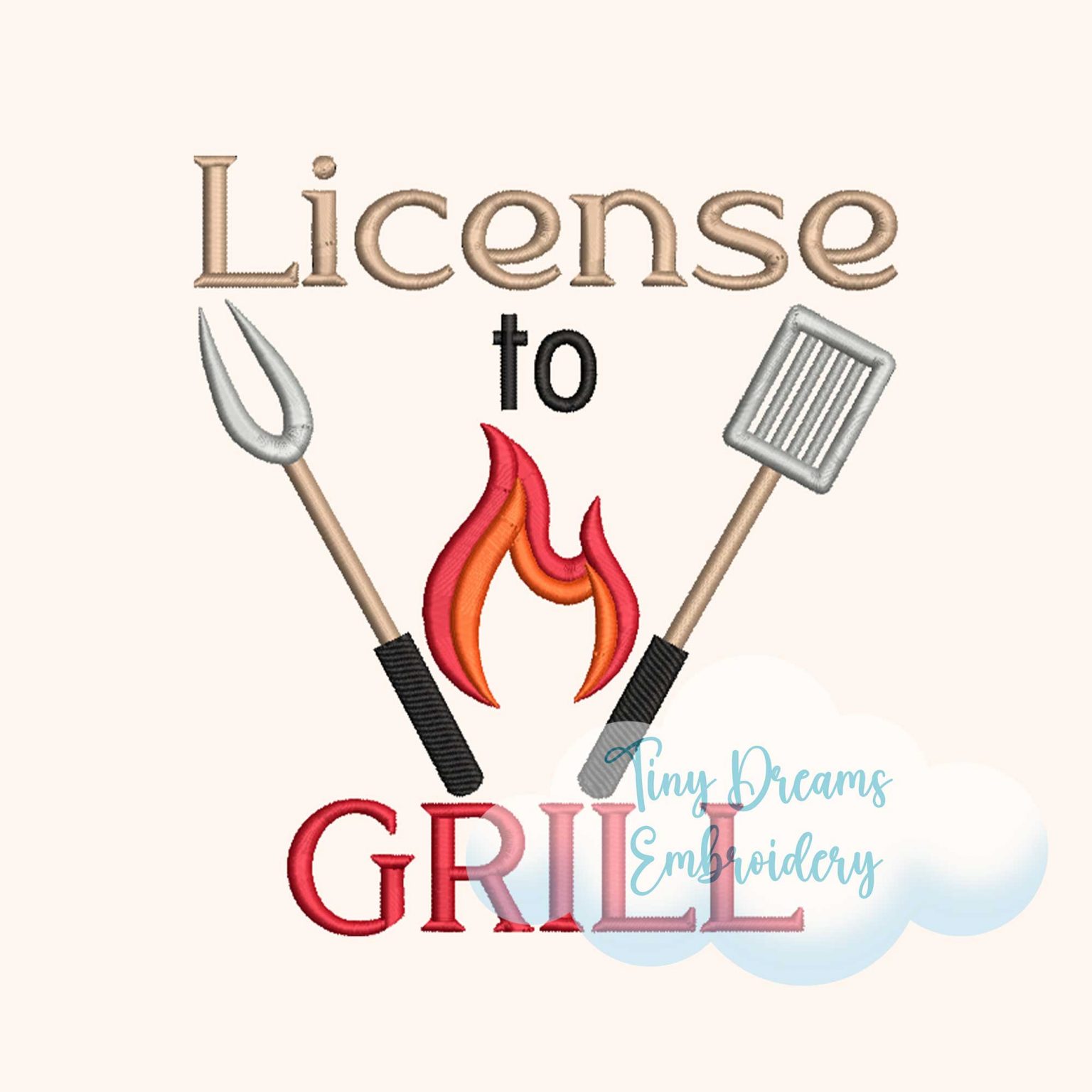 License Grill Digital Machine Embroidery Design Dad Kitchen Grill ...