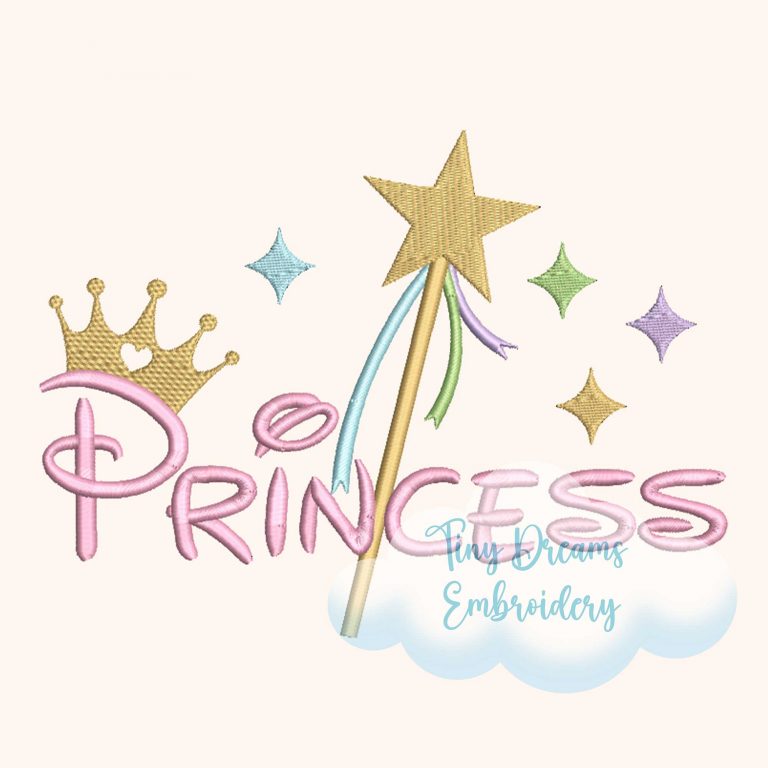 Princess Digital Machine Embroidery Design Magic Wand Design Embroidery ...