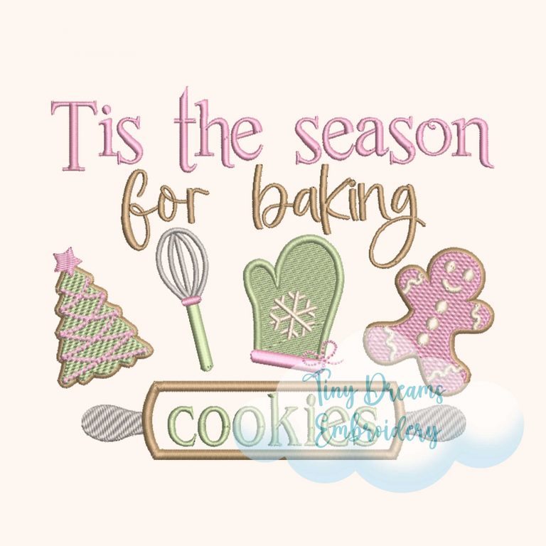 Tis Season Baking Cookies Christmas Machine Embroidery Design ...