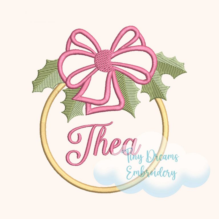 Christmas Ornament Bow Machine Embroidery Design: Custom Monogram Name ...