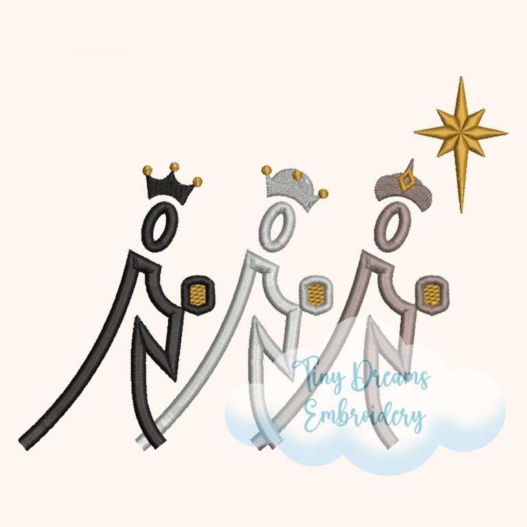 Modern Three King Wise Men Embroidery Design: Christmas Nativity ...