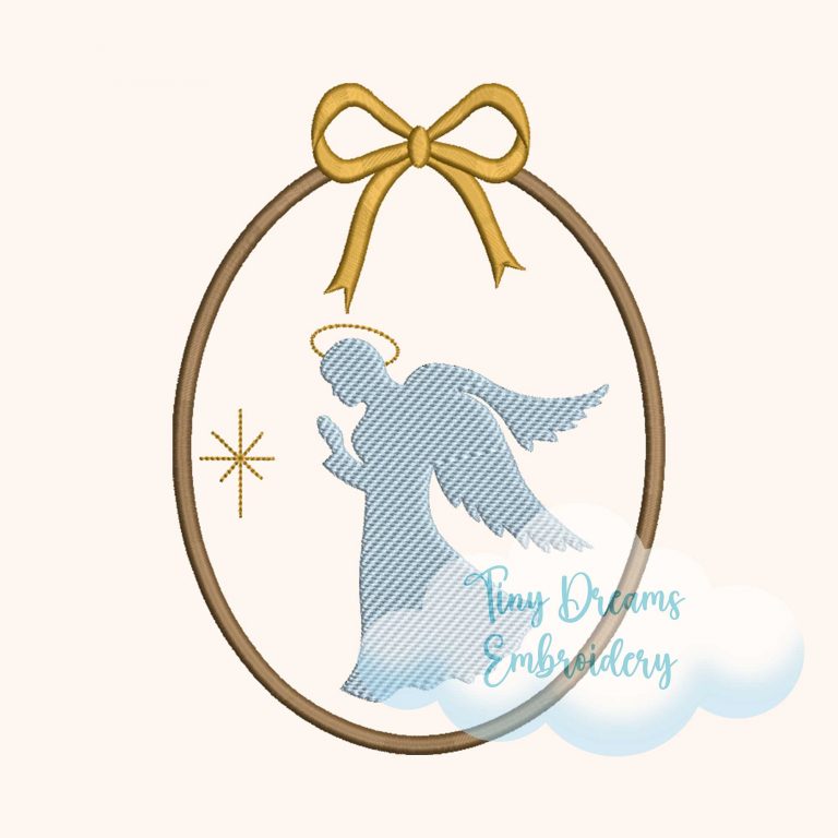 Angel Adore Jesus Christmas Embroidery Design: Nativity Cameo Bow ...