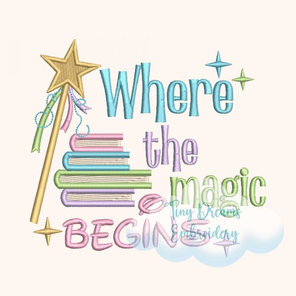 Where The Magic Begins Reading Pillow Embroidery Design: Magic Princess ...