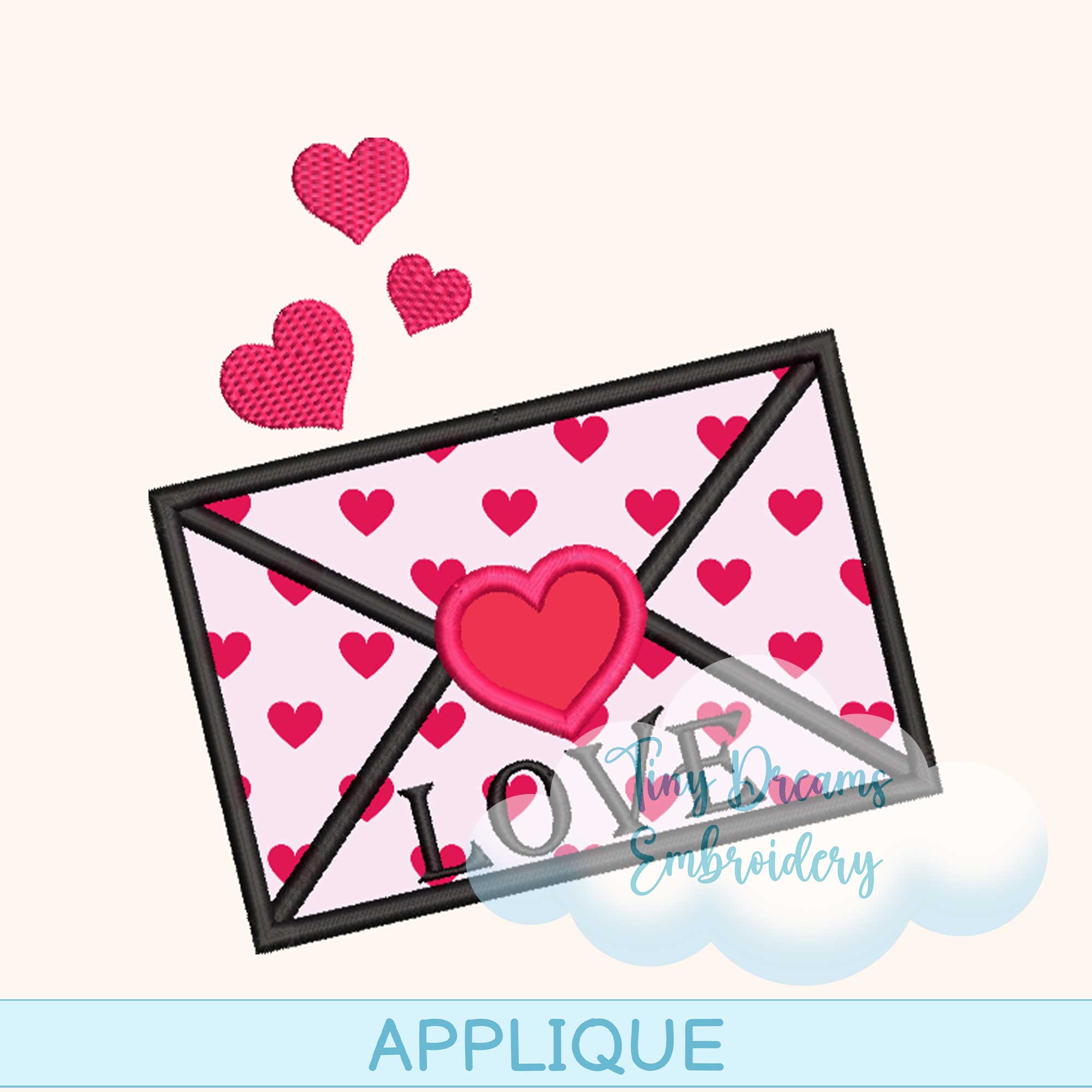 Love Letter Envelope Applique: Valentine Heart Embroidery Design (3 ...
