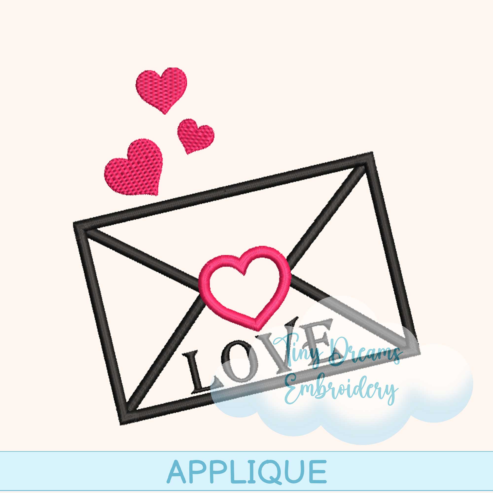 Love Letter Envelope Applique: Valentine Heart Embroidery Design (3 ...